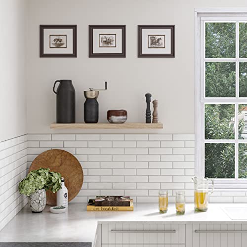 Ballucci Floating Shelf Extra Wide, 35.5" Wood Wall Mount Ledge with Invisible Bracket for Living Room, Bathroom, Kitchen, Nursery, 8" Deep, Oak Finish