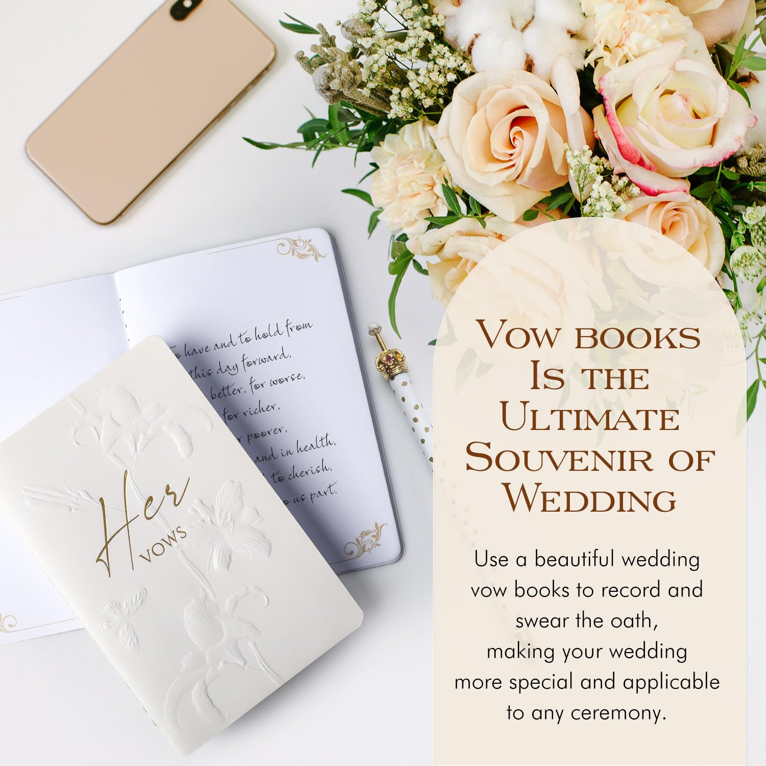 molekaus Vow Books,for Wedding Vow Books Wedding Gift for Bride and Groom Vows Book his and Hers with 28 Pages-5.5 * 3.5 in Wedding Notebook with Gilded Font Set of 2 (White and Black)
