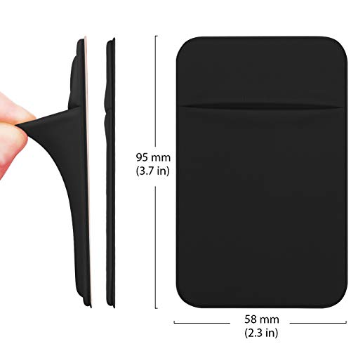 OBVIS Cell Phone Pocket Self Adhesive Card Holder Stick On Wallet Sleeve with Adhesive RFID Card ID Credit Card ATM Card Holder for iPhone Android 2 Pack Black