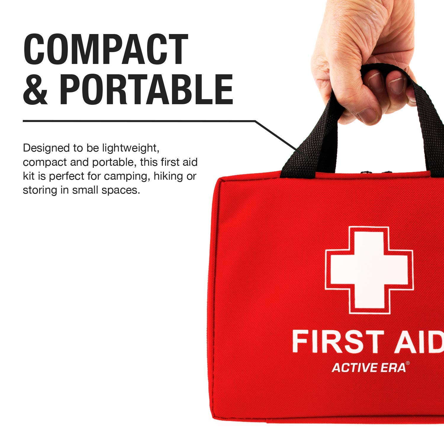 Active Era First Aid Kit - All-Purpose 260 Pieces First Aid Kit for Camping and Hiking with Medical Supplies and Handle - First Aid Kit for Home, Cars
