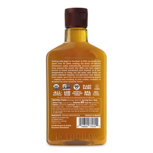 Agave In The Raw Light Organic Agave Nectar Sweetener | Blue Raw Agave Syrup | No Added Flavors or erythritol | Sugar Alternative for Coffee, Baking, Cooking, Hot & Cold Drinks | Natural, Low Carb, Low Glycemic, Vegan, Gluten-Free | 18.5oz Bottle (Pack of