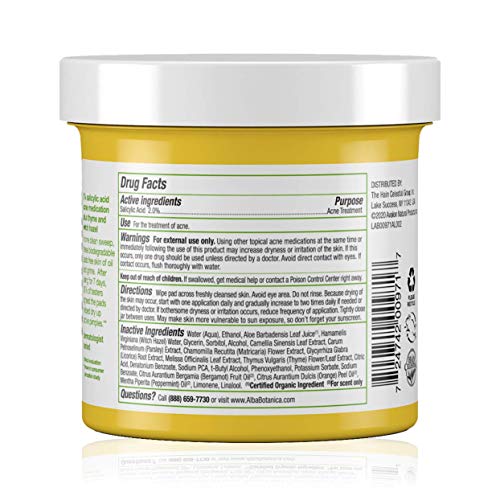 Alba Botanica AcneDote Anti-Pimple Pads, 60 Count (Packaging May Vary)