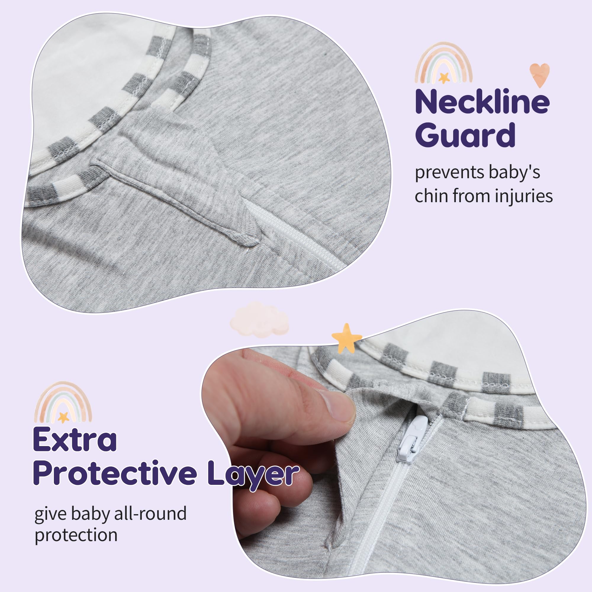 Aomloge PuppyPaws Baby Sleep Sack 2-Pack Set, Transitional Swaddle, Sleep Sack 3-6 Months, Wearable Blanket Baby with 2-Way Zipper Summer, 95% Rayon derived from Bamboo, 5% Spandex