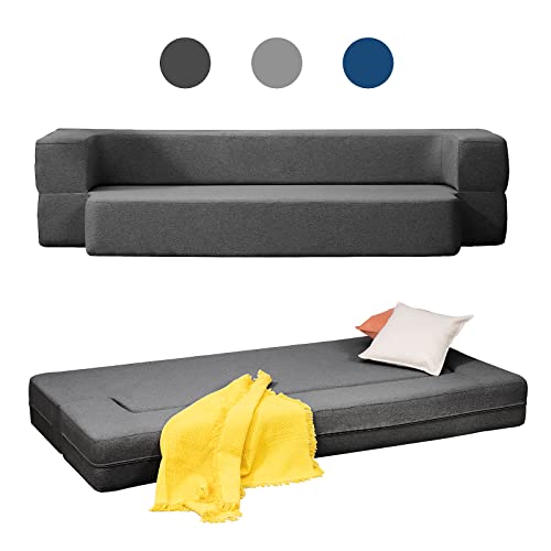 BALUS 8.6 Inch Folding Sofa Bed Couch,Twin Size Floor Sofa Bed Foldable, Memory Foam Futon Couch,Fold Out Sofa Bed Convertible Sleeper Sofa Bed for Living Room/Bedroom/Guest Room/Office