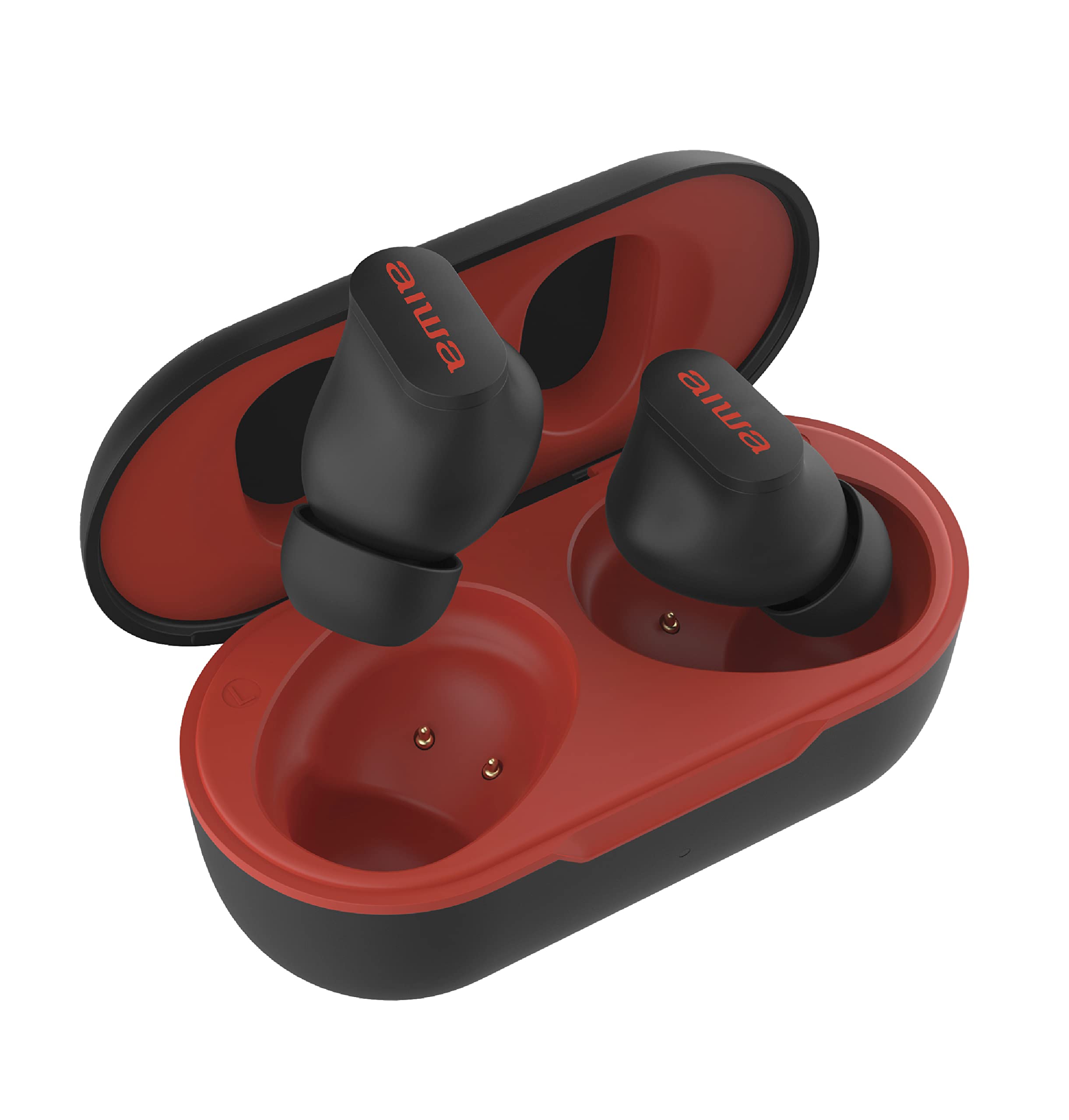 Aiwa Connect Pro Wireless Earbuds True Wireless Stereo Headphones with Wireless Charging Case, IPX4 Waterproof, 30 Foot Wireless Range, Premium Sound, for Running and Working Out (Black)