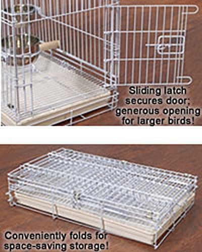 Large Collapsable Bird, Parrot, Dog and Cat Travel Vet Carrier Cage, 24"x16.5"x20"