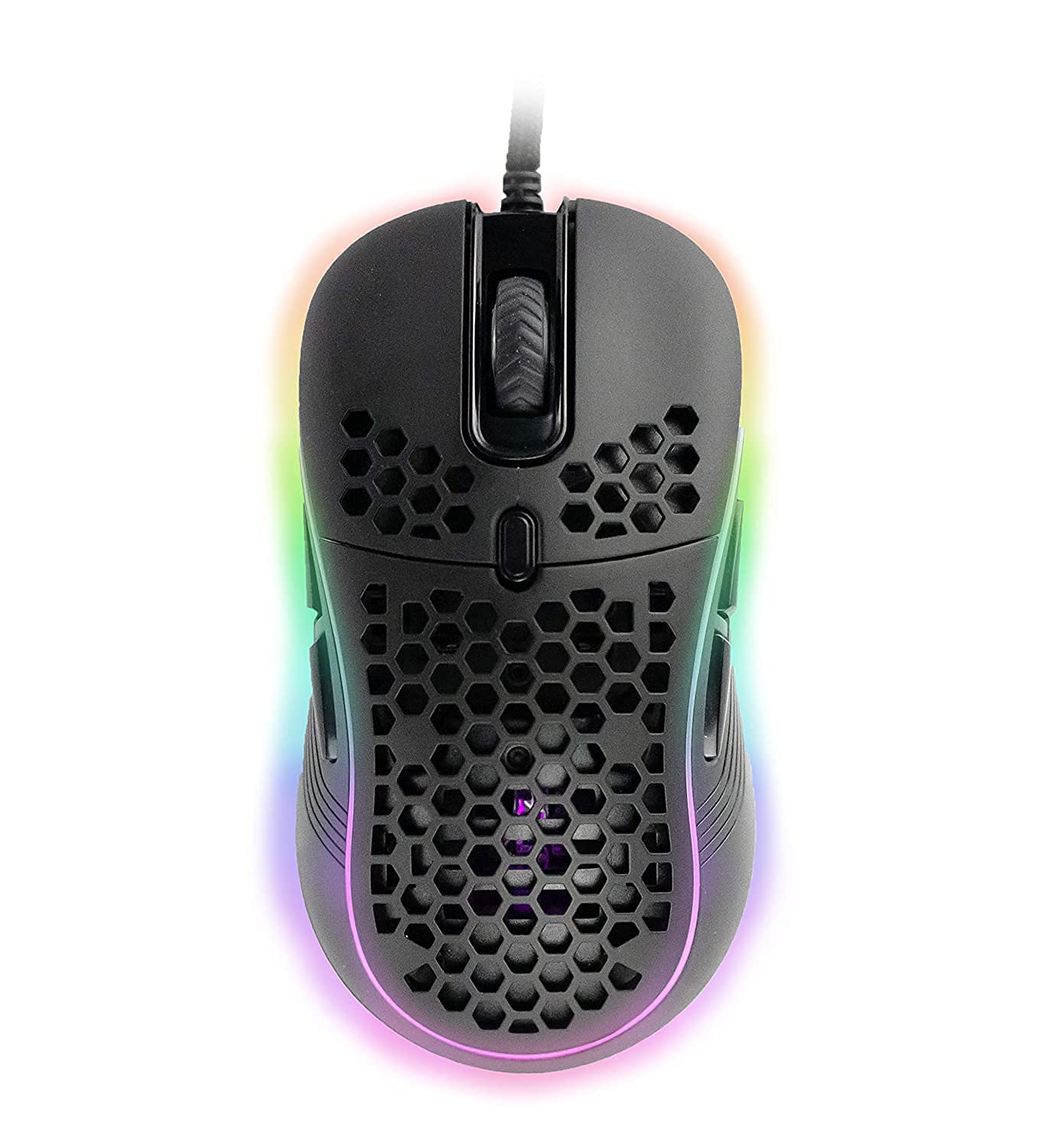Castle Ultralight PC USB Wired Mouse with Honeycomb Shell - 10k DPI Optical Sensor Gaming Mouse - Ambidextrous Mouse with RGB Lighting and 8 Programmable Buttons