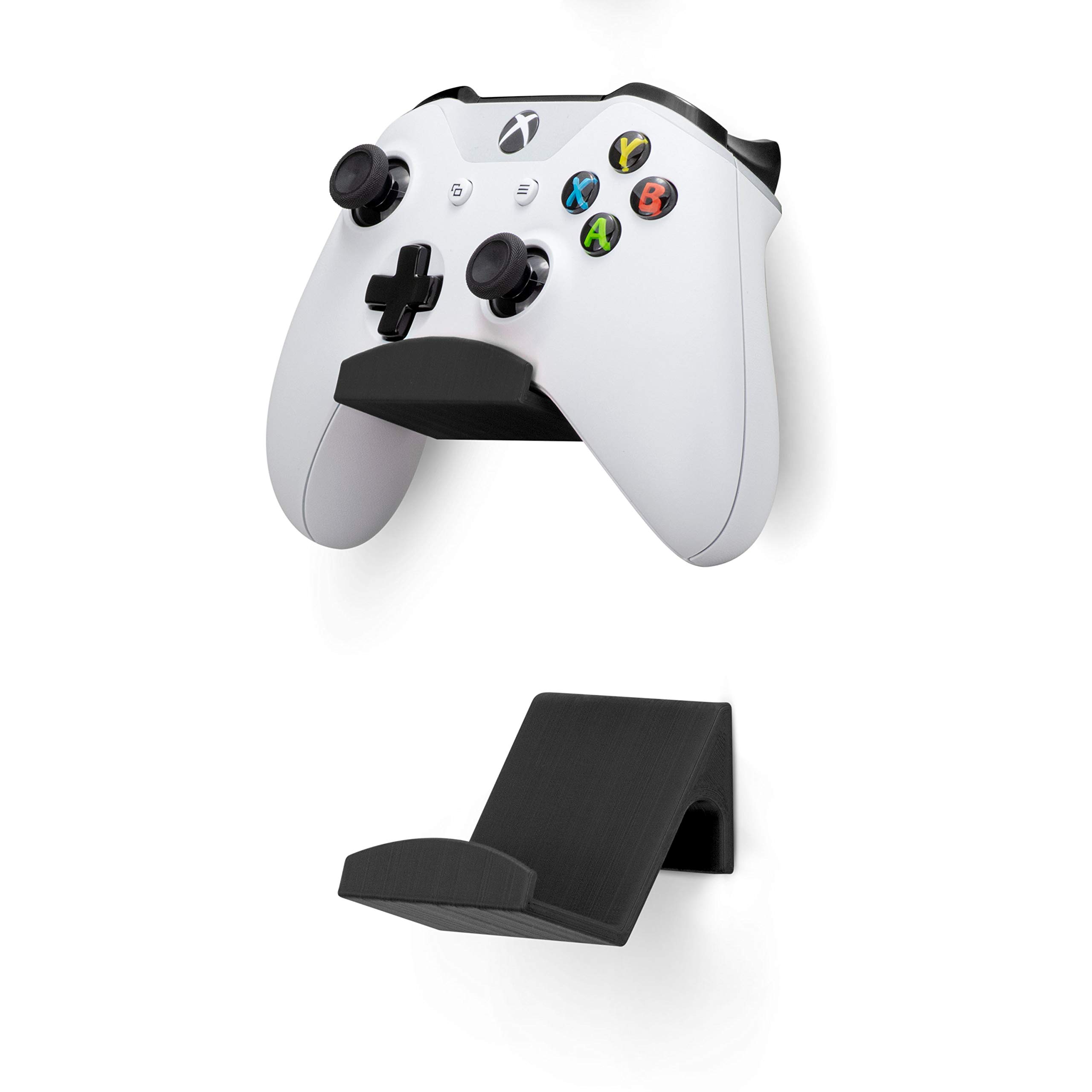 BRAINWAVZ Game Controller Wall Mount Stand Holder (2 Pack) for Xbox ONE Switch PS4 STEAM PC Nintendo, Universal Game Controller Accessories - No Screws, Stick on, Black