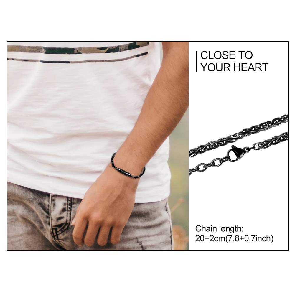 abooxiu Cremation Bracelet Men Women Memorial Urn Bracelet for Ashes Memorial Jewelry Ashes Holder Keepsake Adjustable Link Black Silver