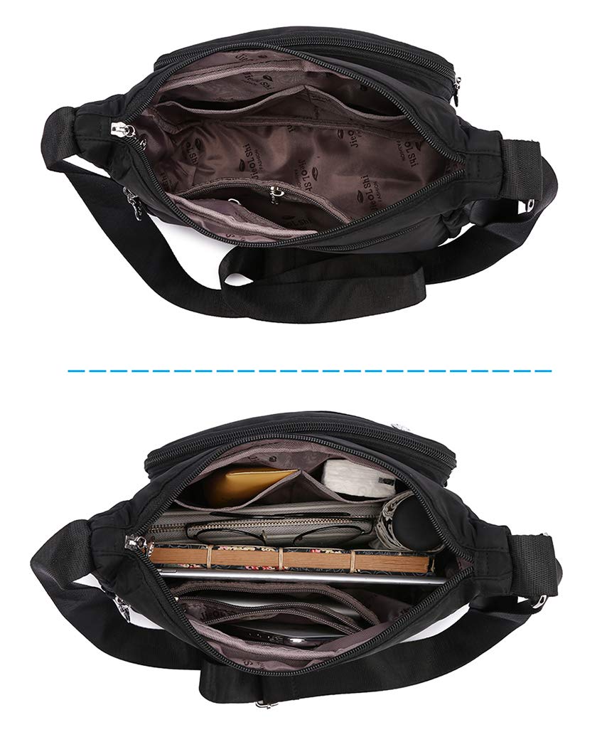 Collsants Small Nylon Crossbody Bag for Women Everyday Purse Travel Shoulder Bag Multi Pocket