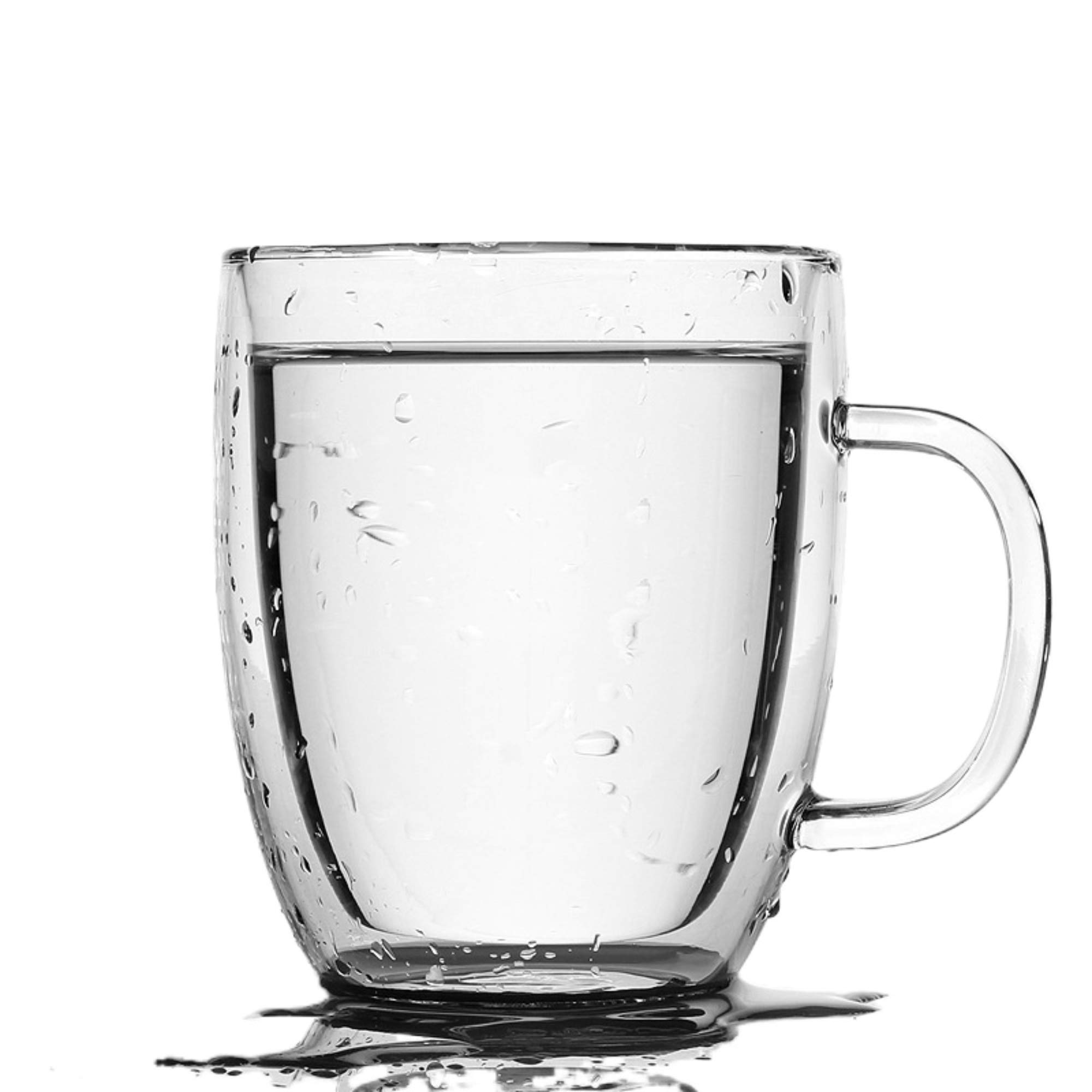ANTOWALL 12oz Coffee Mug Insulated Clear Double Wall Glass Coffee Mugs 1 Pcs Tea Cups Fathers Gifts with Handle for Women and Man. (350ml)