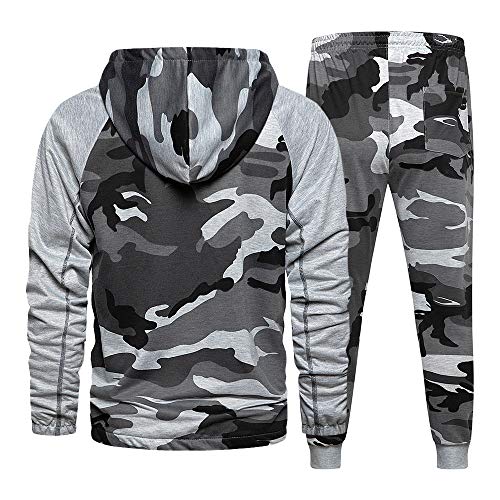 AOTORR Men's Activewear Full Zip 2 Pieces Tracksuit Sports Jacket and Pants Set Grey 2XL