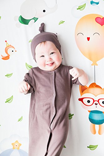 Babysoy Modern Single Knot Hat Beanie - Cotton Rayon from Bamboo Baby Cap (6-12 Months, Acorn)