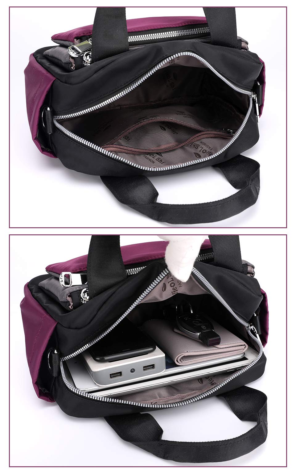 Collsants Small Crossbody Bag for Women Nylon Shoulder Handbags Everyday Travel Purse Multi Zipper Pocket