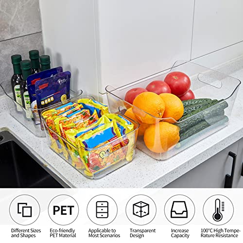DWGuliho Refrigerator storage bin, Set of 9 Kitchen Storage Containers, Clear Fridge Organizer,Multi-use Clear storage bin for Cabinet, Bathroom, Vanity Room