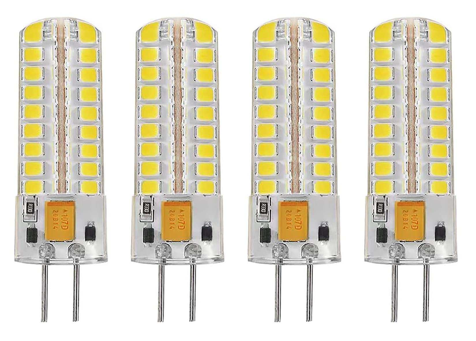 BesYouSel G4 LED Light Bulbs 5W(Equivalent to 50W Halogen Replacement) Bi-pin Base T3 JC Type 12VAC/DC 3000K Warm White LED Corn Light for Home Living Room Bedroom Chandelier, Pack of 4