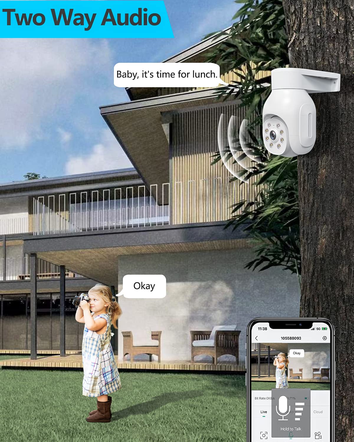 5G Security Camera, 3MP HD Video Resolution, 360 Degree Outdoor Security Camera for Home Security with Motion Detection, Two-Way Audio, Auto Tracking, Preset Position, Outdoor PTZ Wifi Dome Camera