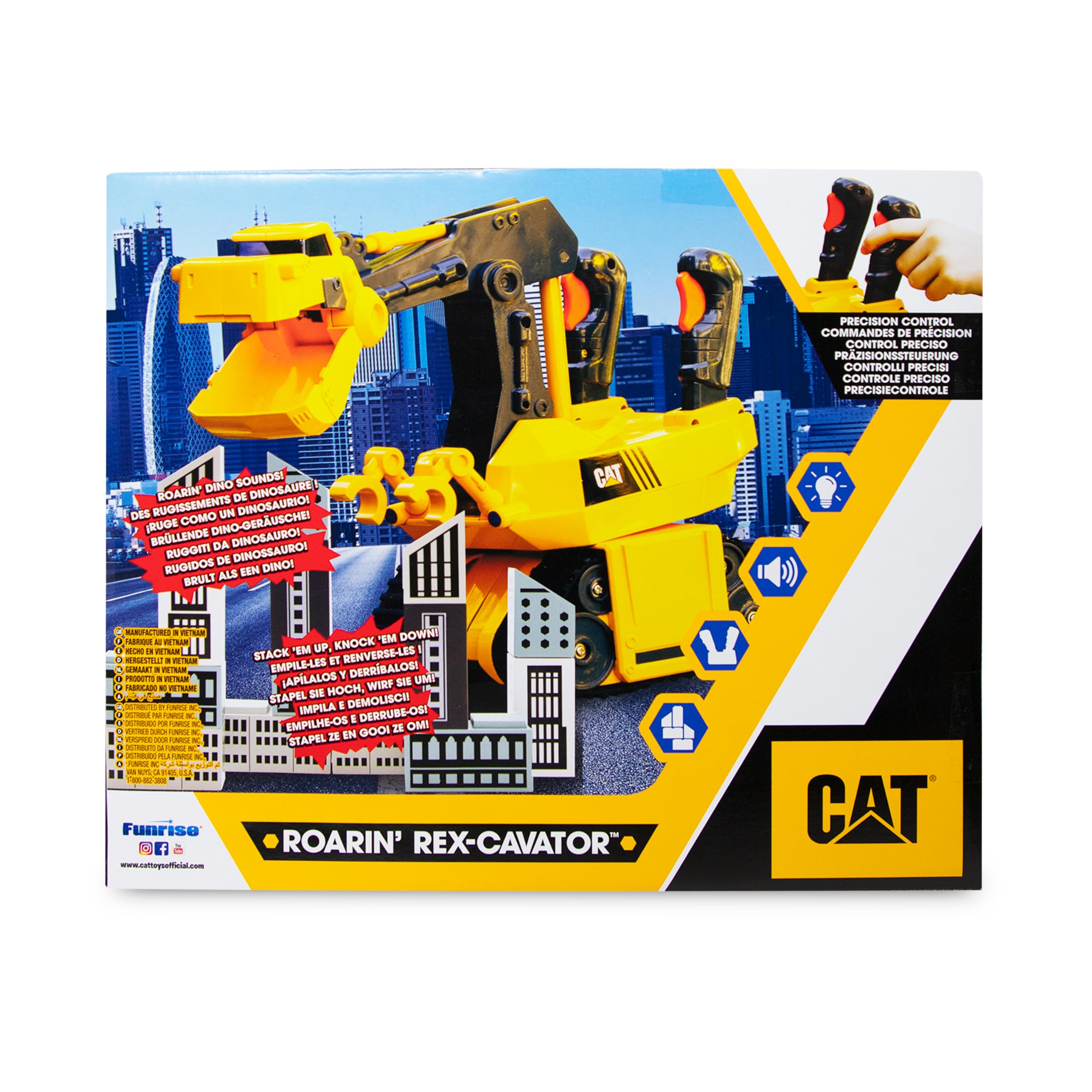 CAT Construction Toys Funrise Light & Sound Roaring Rex-Cavator Battery Operated Toy Excavator, Ages 3+