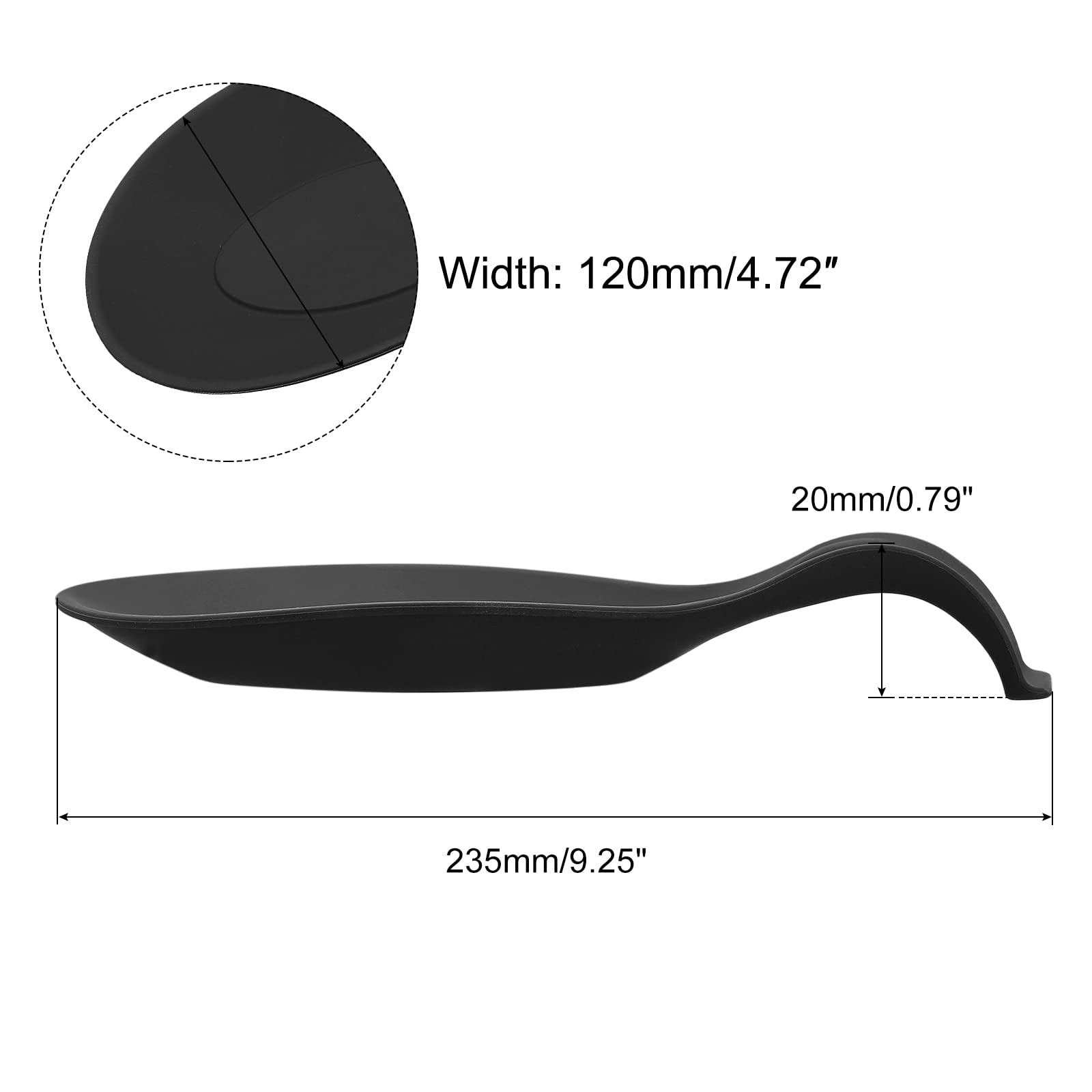 uxcell Silicone Spoon Rest, 9.25" x 4.72" Heat Resistant Kitchen Utensil Holder Spatula Ladle Rest for Counter Stove Top, Black 1Pcs