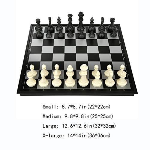 DWQ Standard Magnetic Chess Set Portable Foldable Chess Board Black and White International Chess,Puzzle Games for Adults Kid Beginners Professional Competition (Size : Small)