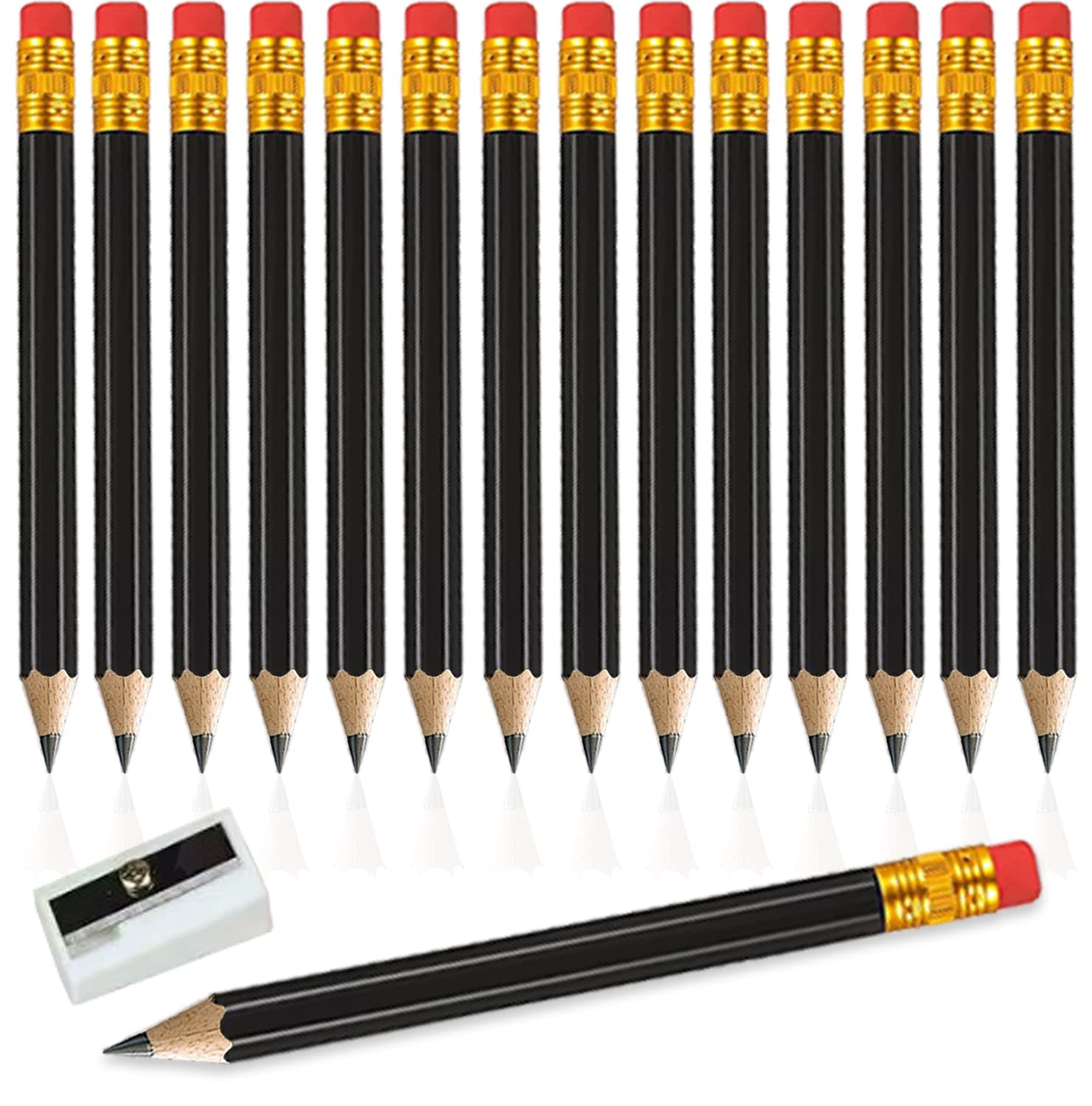 Adhere 25pcs Golf Pencils with Eraser Pre sharpened Hexagon half Wooden Pencils Graphite 2B for Golf Event Scoring,Classroom,Wedding,Company Meetings,Pew, Pocket (Blue 1)