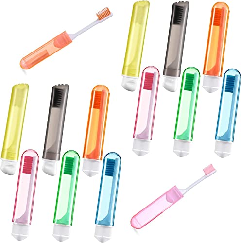 ARIKJ 12 PCS Travel Toothbrushes Folding Soft Bristles Toothbrush Individually Wrapped Toothbrush with Box for Travel, Hiking, School, Business Trip