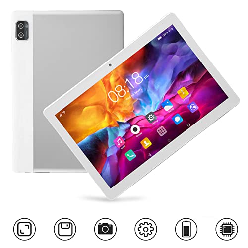 5G Tablet, 5G WiFi Calling 6GB 128GB for 12 10.1in Silver Tablet for Work (US Plug)