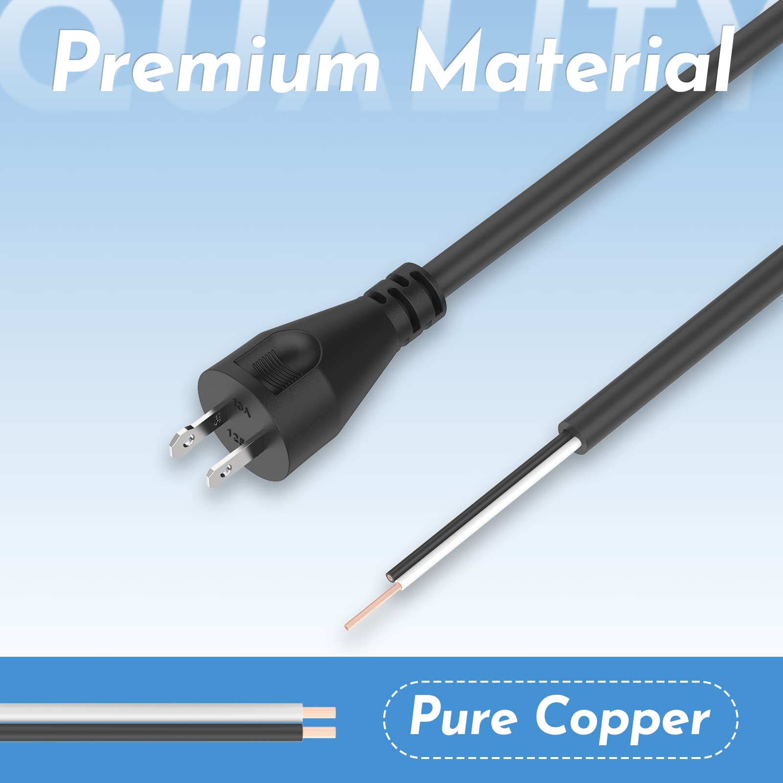 ANTOBLE 33007898 2 Wire 16 Gauge Power Cord Replacement Cord for DEWALT DW704 DW705 DW708 DW718 DW849 DW360 DW384 DWP849X (10 ft)