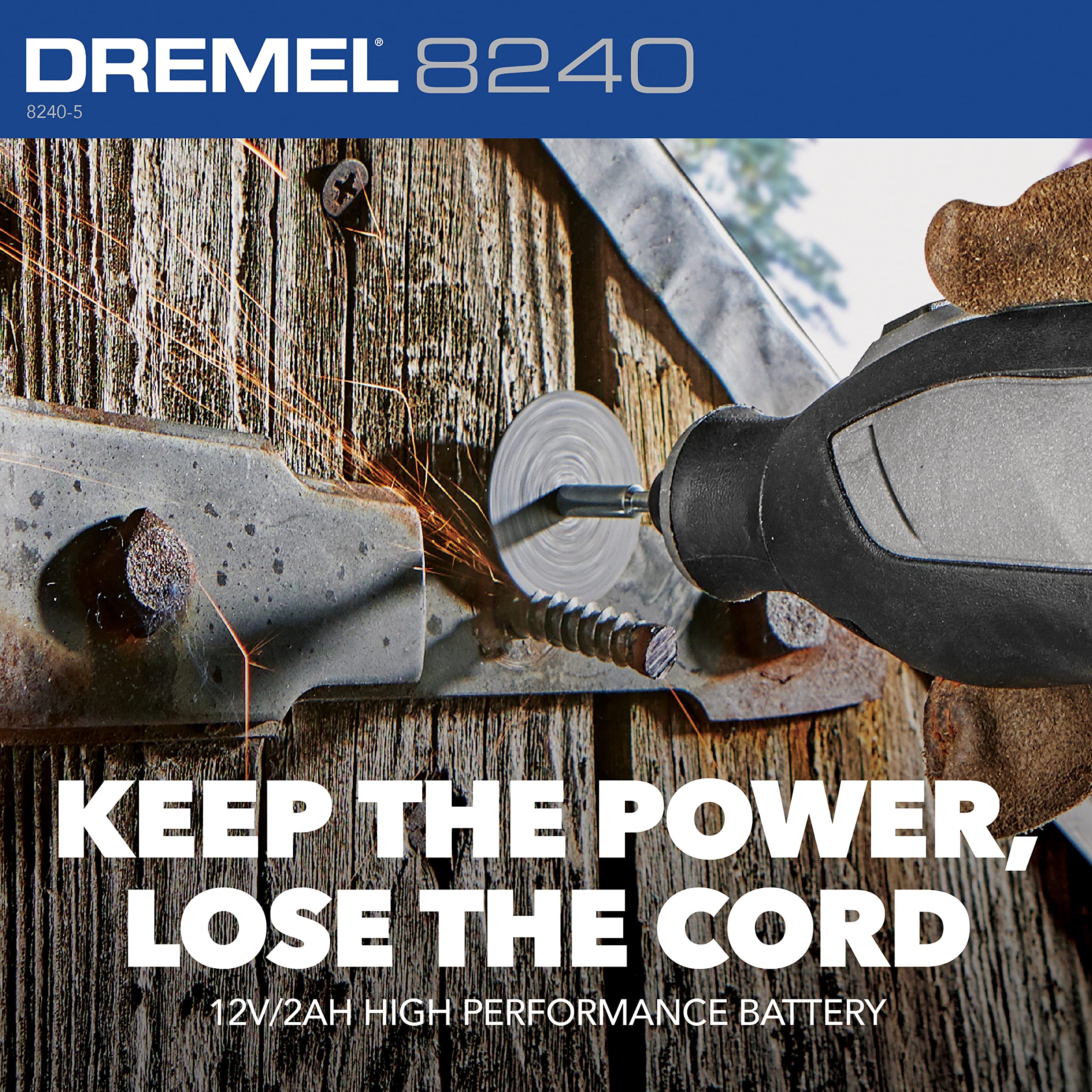 Dremel 8240 12V Cordless Rotary Tool Kit with Variable Speed and Comfort Grip -Includes 2AH Battery Pack, Charger & more (Renewed)