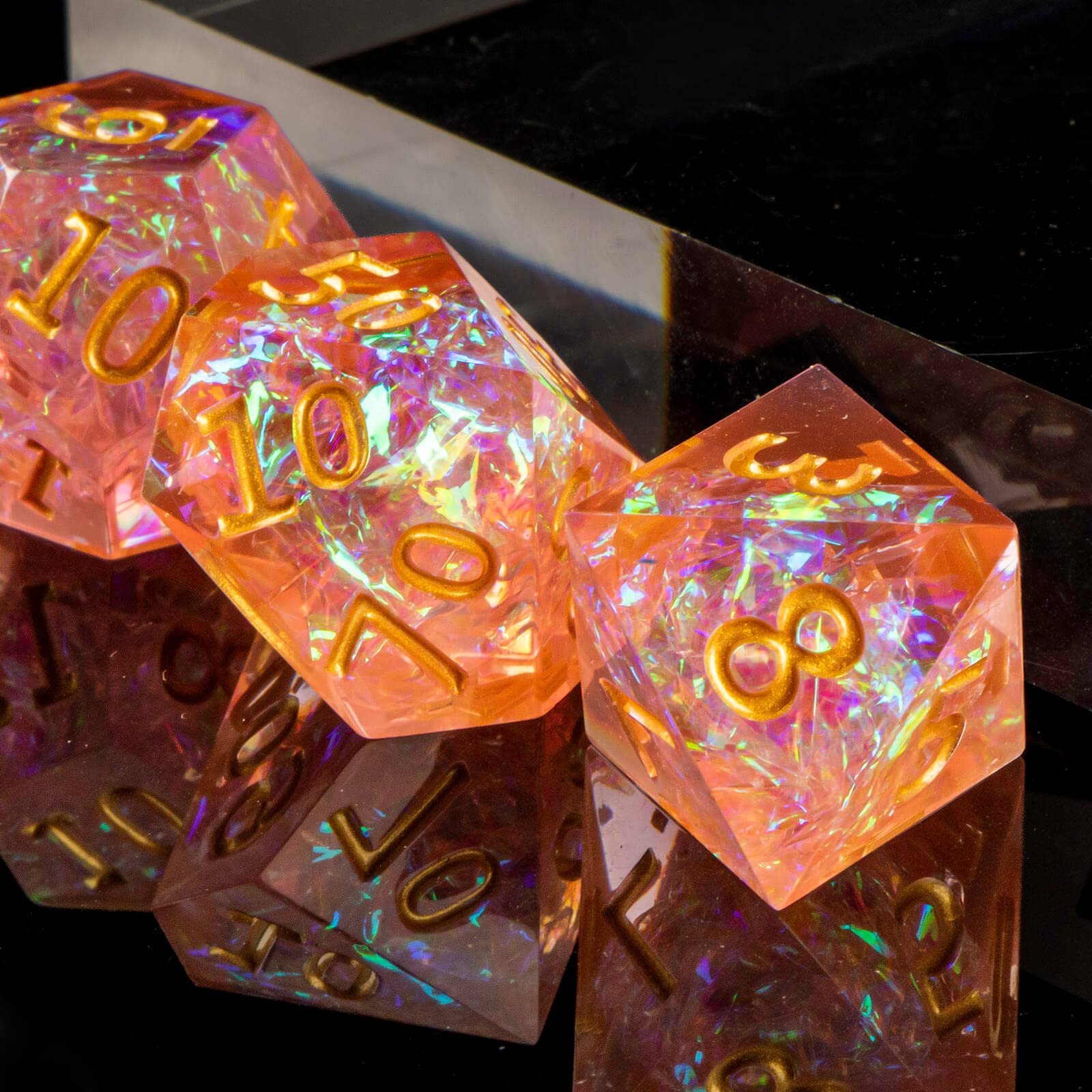 DND Dice Set Resin D&D Dice Set, RUNFNG Sharp Edges Dice for Dungeons and Dragons Role Playing Gaming, 7 Pcs D+D Polyhedral Dice Set with Gift Box