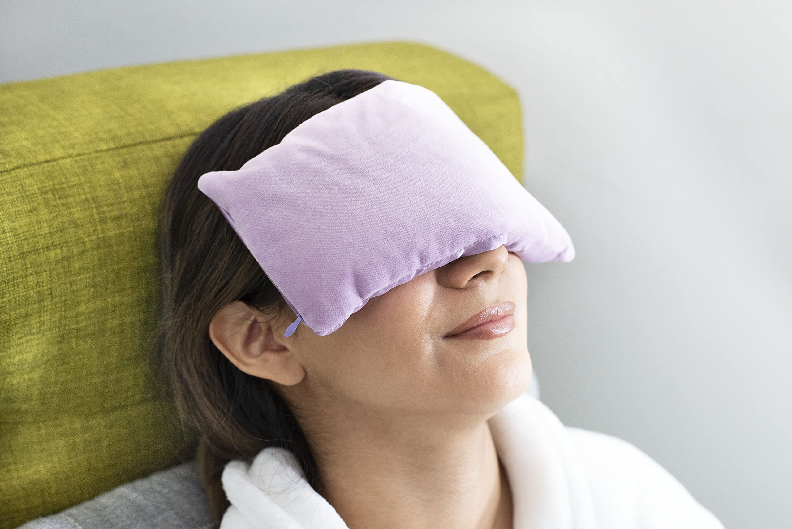DreamTime Weighted Eye Pillow Mask, Lavender Velvet, Microwave or Freeze, Washable, 9.5x4.5 in, for Sleep, Yoga, Meditation, Relaxation