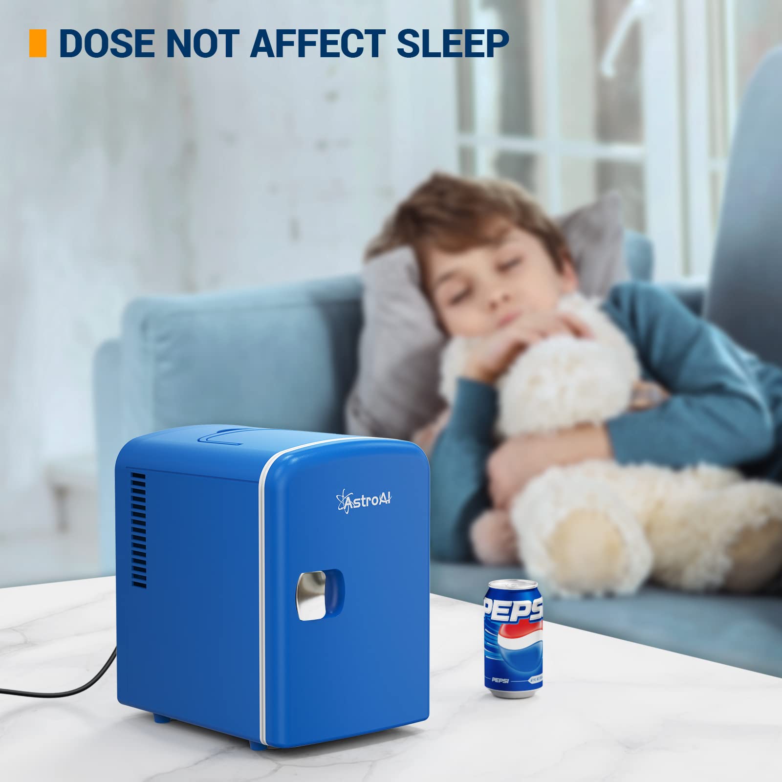AstroAI Mini Fridge 4 Liter/6 Can Blue AC to DC Converter 8.5A…