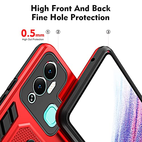 Back Case Cover Case for Infinix Hot 12 Play, for Infinix Hot 12 Play Case Heavy Duty Shock Absorption Full Body Protective Case TPU Rubber and Hard PC Phone Case Cover with Retractable hand strap Cas