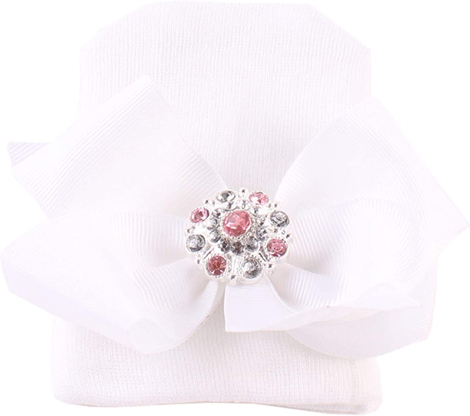 DRESHOW BQUBO Newborn Hospital Hat Infant Baby Hat Cap with Big Bow Soft Cute Knot Nursery Beanie
