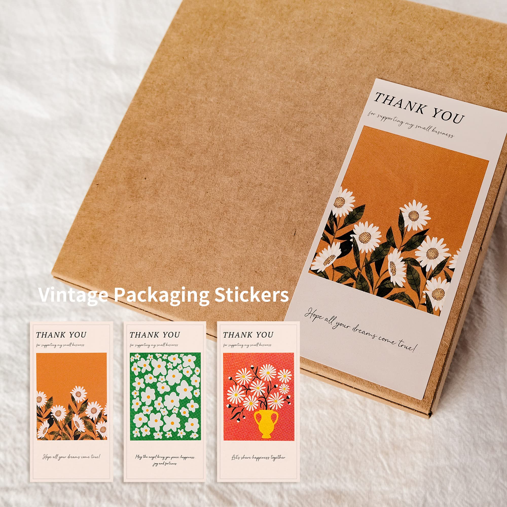 Box Seal Stickers-300 PCS,Rectangle Gift Package Labels, Thank You for Your Order Stickers,Decorative Baking Gift Bags Packaging Decals for Small Business,Envelopes Seal Gift Packaging Box Retail Bag