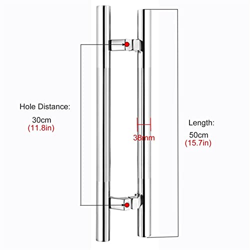 Contemporary Interior Exterior Front Door Handle, Glass Shower Push Pull Door Handle, Heavy Duty Sliding Barn Door Handles, Double Sided, 24/31/39/47/59 Inch Long (Brushed Black 50cm/19.7in)