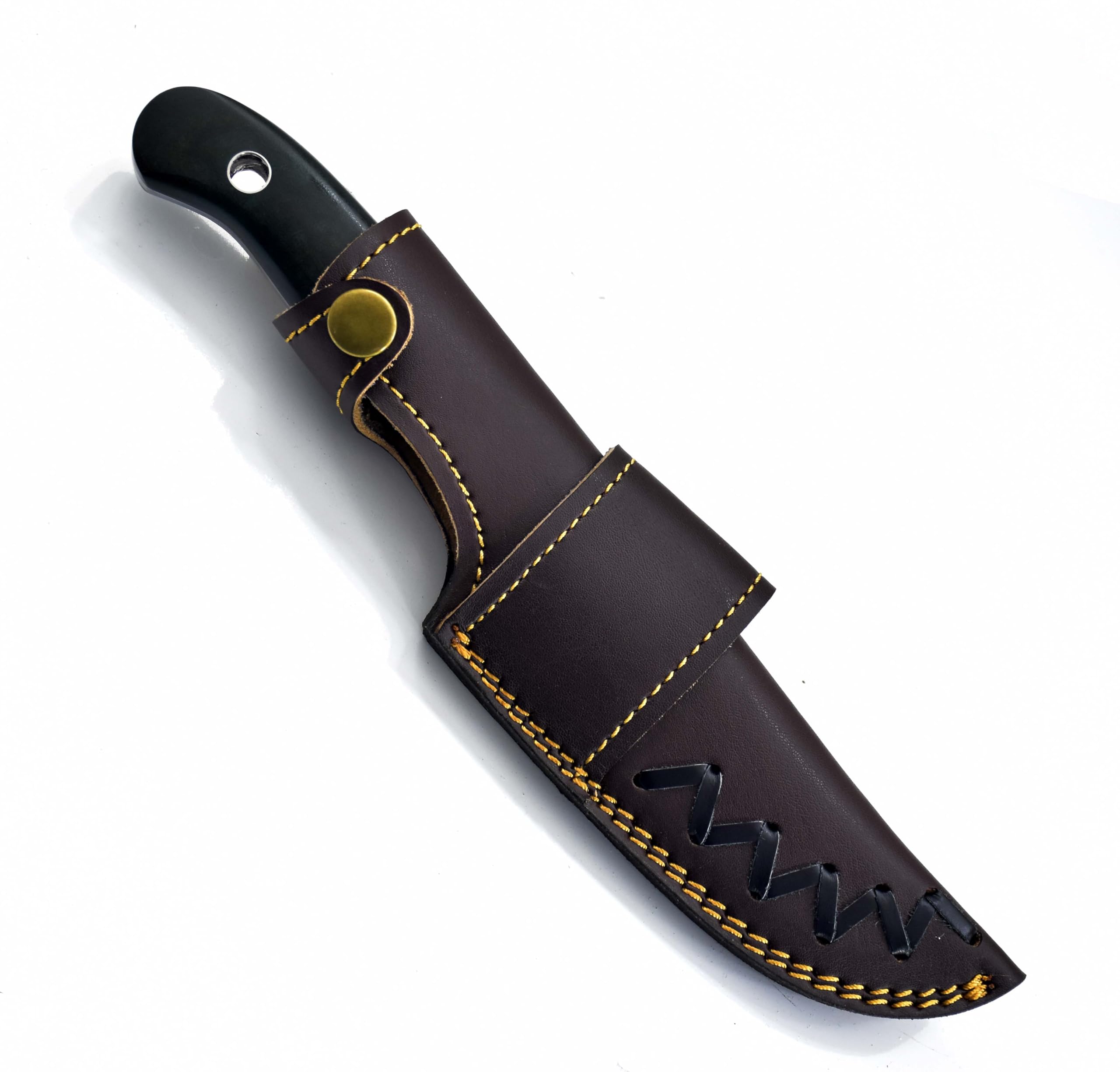 Hercules Knives Custom Leather Sheath Tooled Leather Sheath/Hunting Knife Sheath Universal Leather Knife Sheath Sheath Fit up to 6.0" Blade 100% Real Laether (Dark Brown)