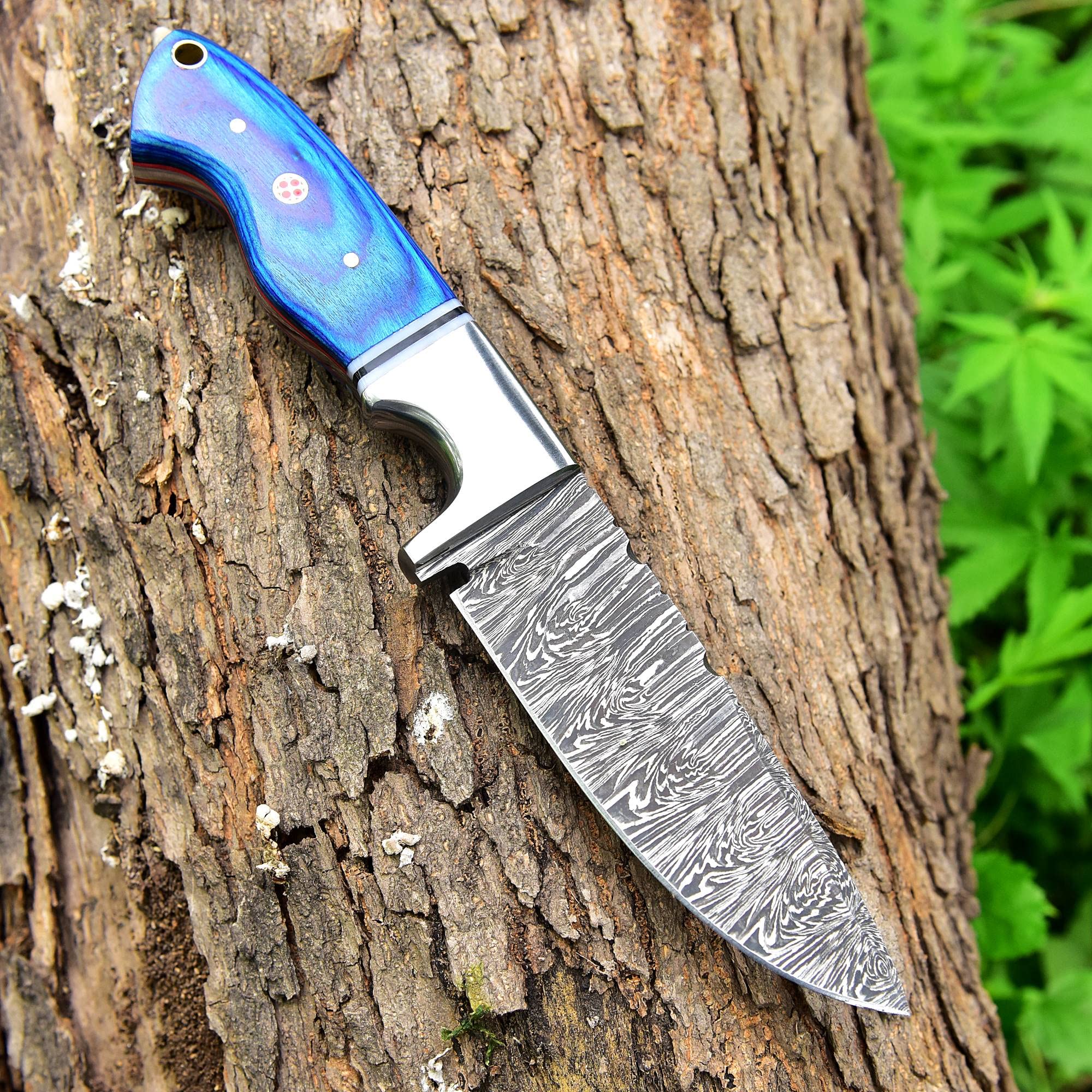 AA Knives Handmade Damascus Steel Hunting knife with Leather Sheath β 9 Inches Fixed Blade Bushcraft Knife with Micarta Handle - Perfect for Survival, Hunting and Camping