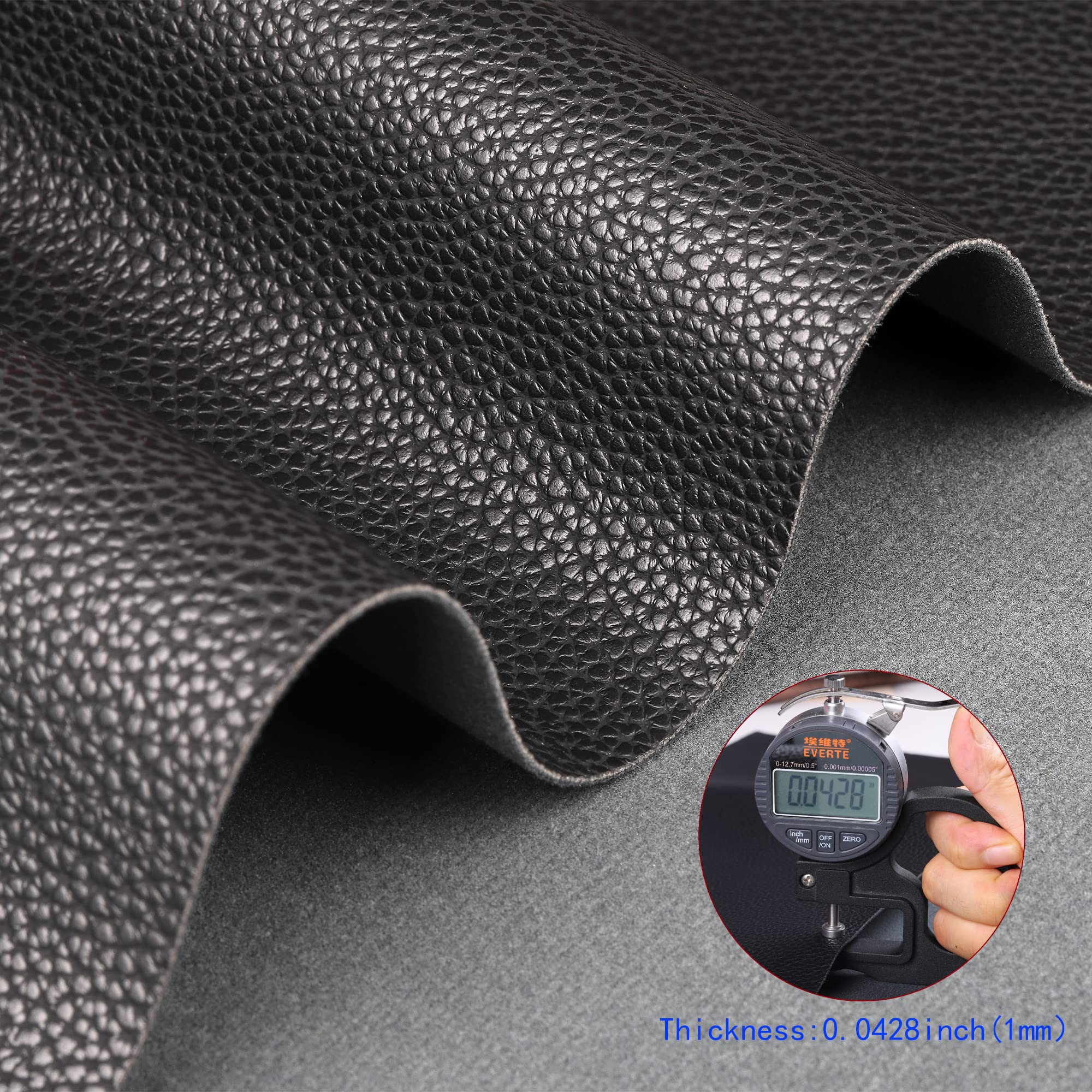 Funcolor Black Faux Leather Roll:Soft Pebbled Faux Leatherette Sheets 8x52 Inch for Sewing Craft