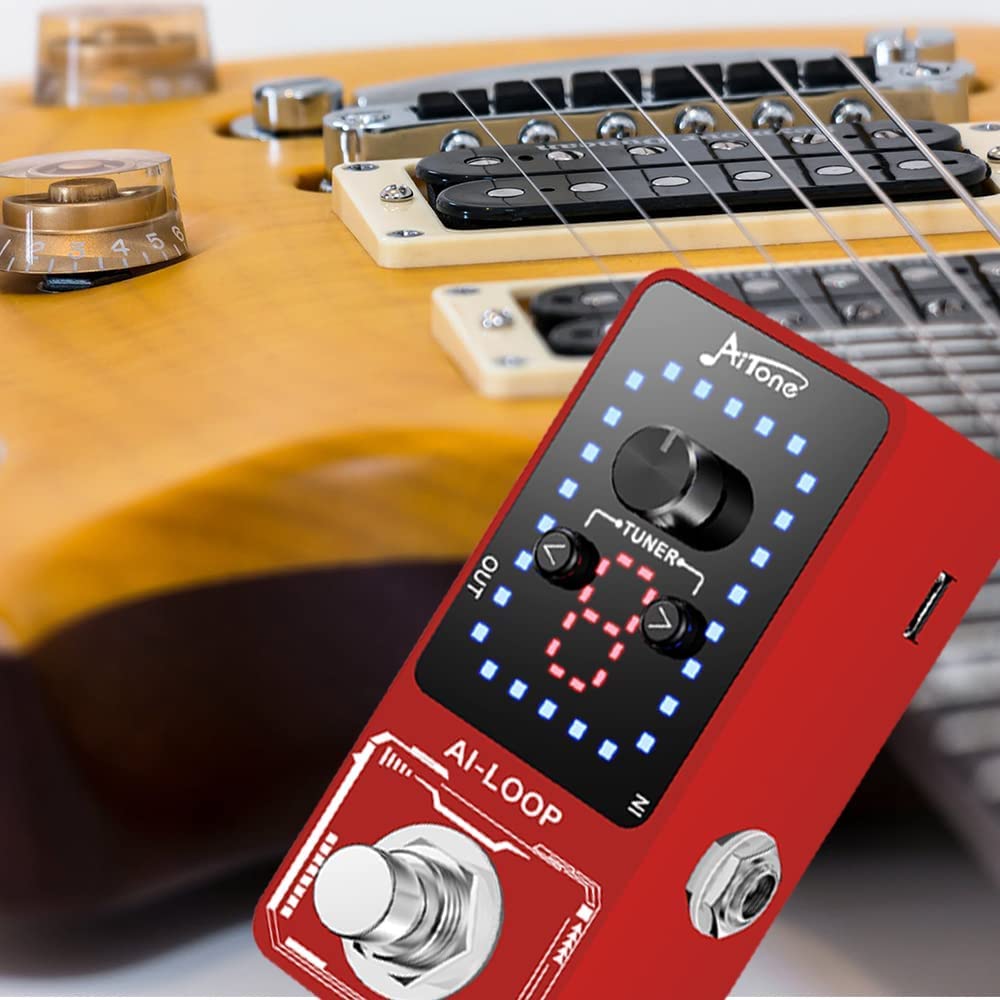 AITONE Looper Pedal Guitar Tuner 9 Loops 40 Minutes Recording Time for Electric Guitar Bass Effect with USB Output (AI-LOOP)