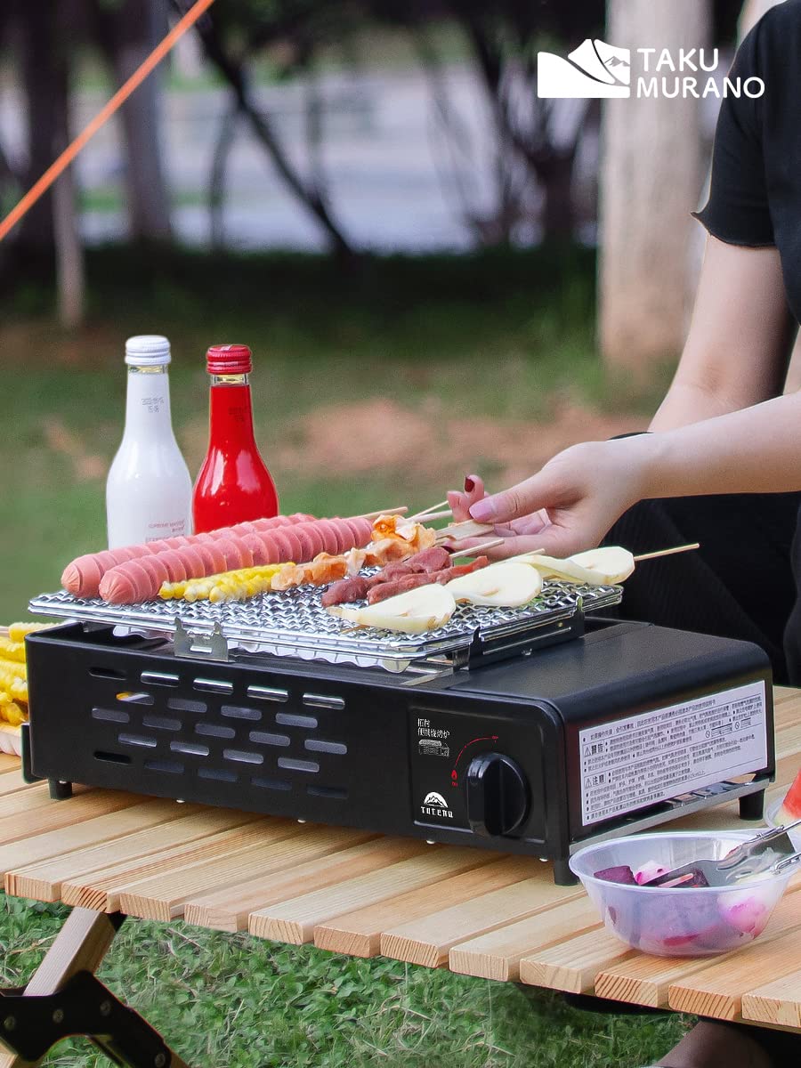 AIROKA Cassette Stove with electronic lighter and automatic flame control, 2.3KW butane gas stove, suitable for camping, picnics,outdoor and car trips