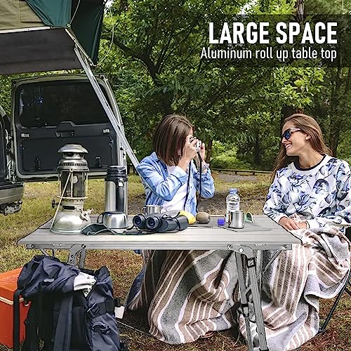 Alpen Outdoor Aluminum Folding Camping Table Adjustable Height for Outdoor Picnic, Camping, Beach, Lightweight Camp Table with Mesh Layer and Carry Bag (35 x 21 inch)