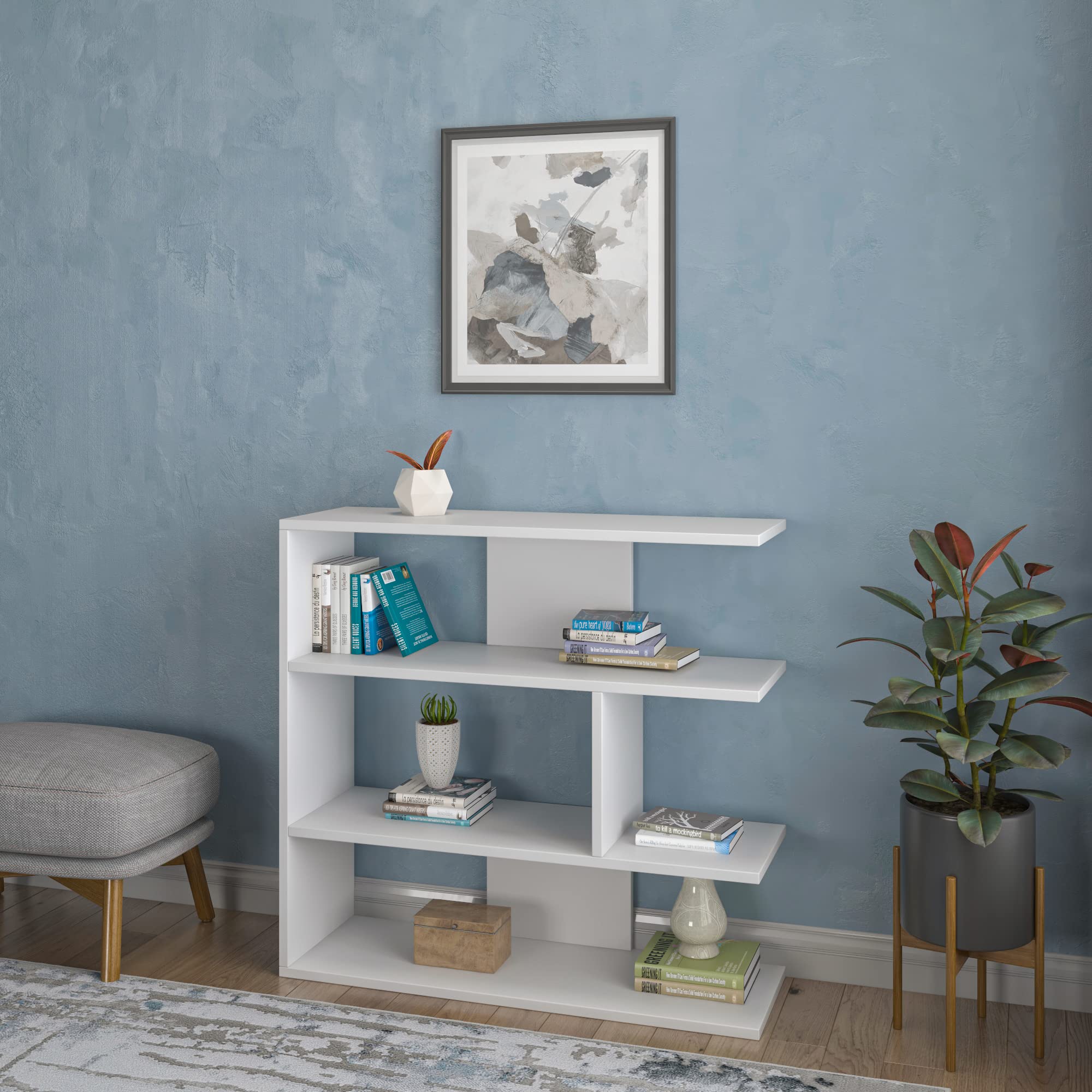 Ada Home Décor Beethoven Bookcase, 35.04'' x 46.3'' x 11.81'', White &