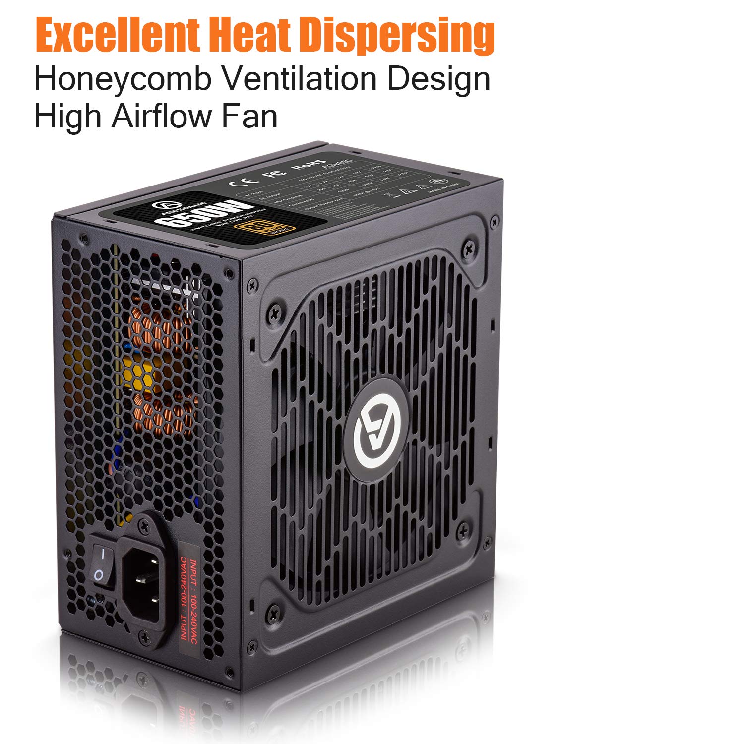ARESGAME Power Supply 650W 80+ Bronze Certified PSU (AGV650)
