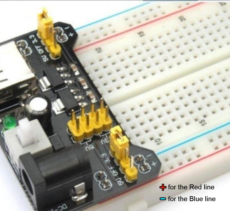 ALAMSCN 3.3V 5V MB102 Solderless Breadboard Power Supply Module with 9V Battery Clip Power Cable 2.1x 5.5mm Male DC Jack Plug for Arduino (Pack of 8)