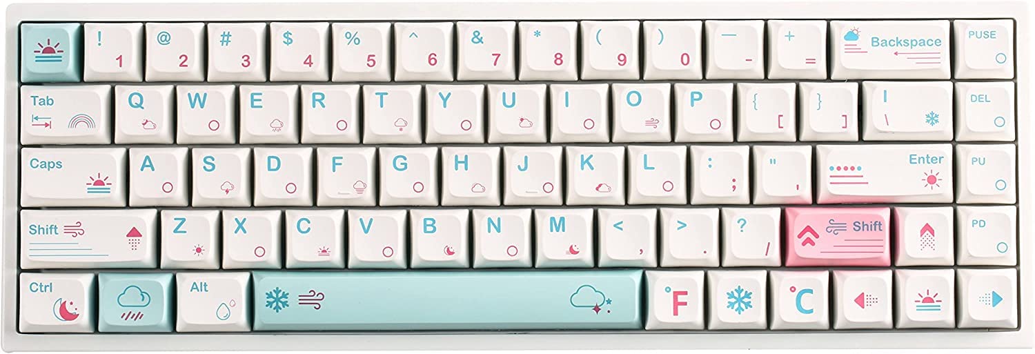 BOYI WK68 Hot Swappable RGB Mechanical Keyboard,Wireless Bluetooth 5.0/2.4G/Wired Type-C Tri-Mode PBT Sublimation Keycaps 65% Gaming Keyboard(Gateron Yellow Switch,Weather Theme XDA Keycaps)