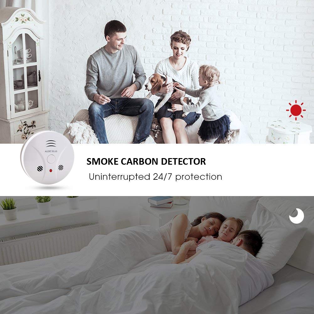 Smoke and Carbon Monoxide Detector Combo Unit Battery Operated Smoke Co Alarm with Self Test Button