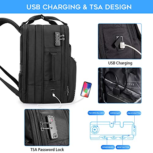 BANGE Travel Backpack for Women,35L Expandable Large Casual Daypacks Carry on Backpack Flight Approved for Woman, TSA Anti Theft 17.3inch Laptop Backpack for Work