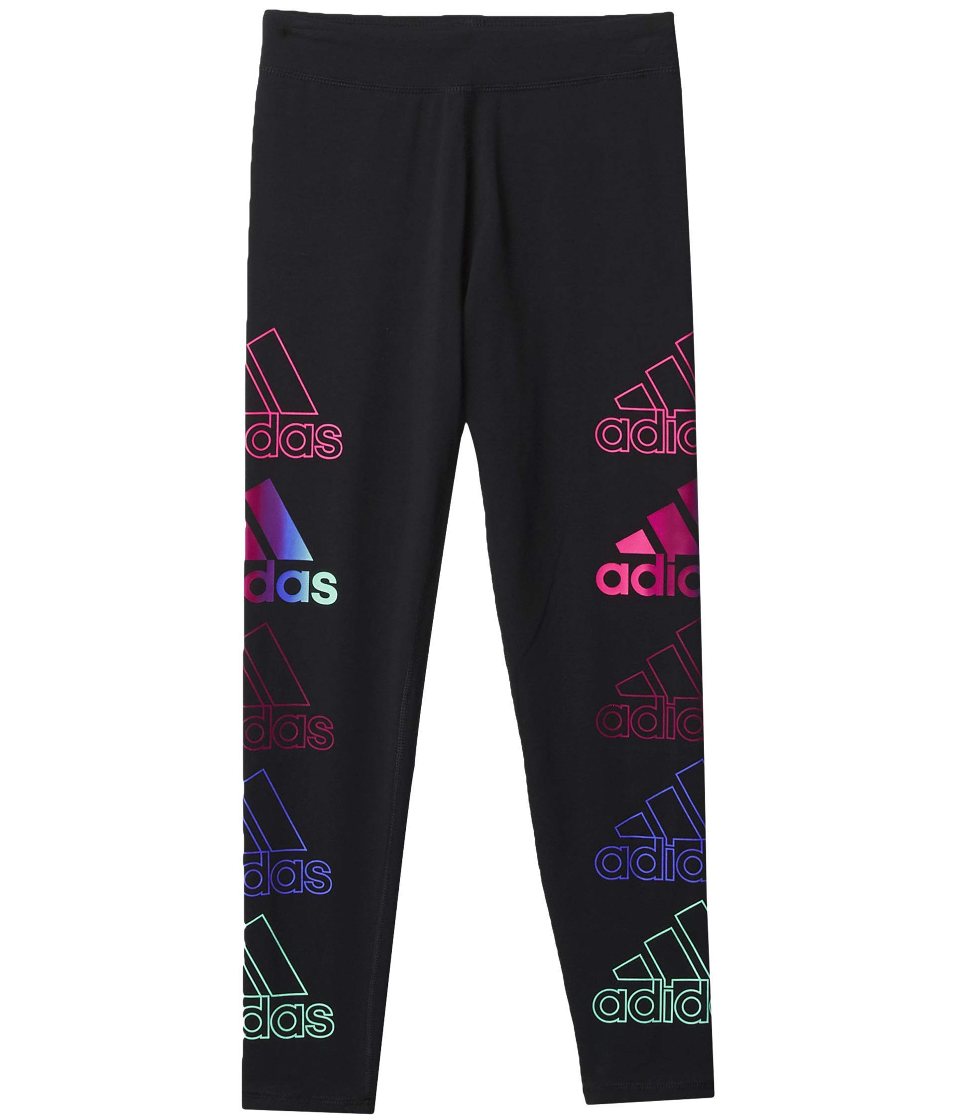adidas Girls' Active Sports Athletic Legging Tight, Stack Graphic Black Multi, 5