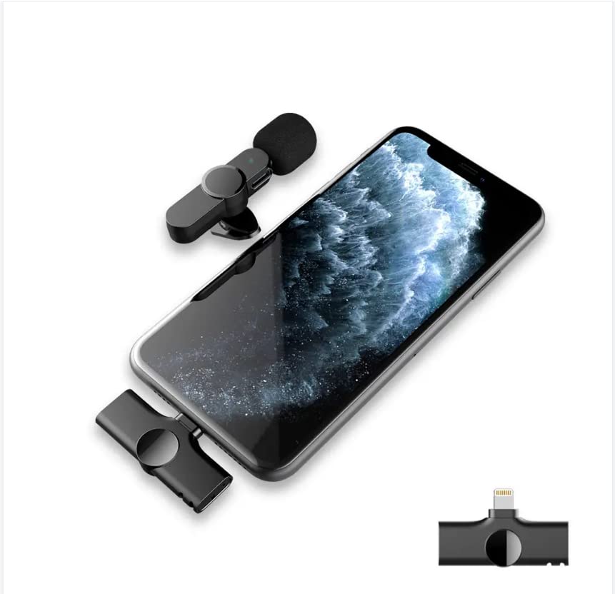Aivica 2 Pack Wireless Lavalier Professional Wireless Lavalier Lapel Microphone for iPhone, iPad,2 Clip Microphones,Perfect for Video Recording Interview Podcast Vlog YouTube
